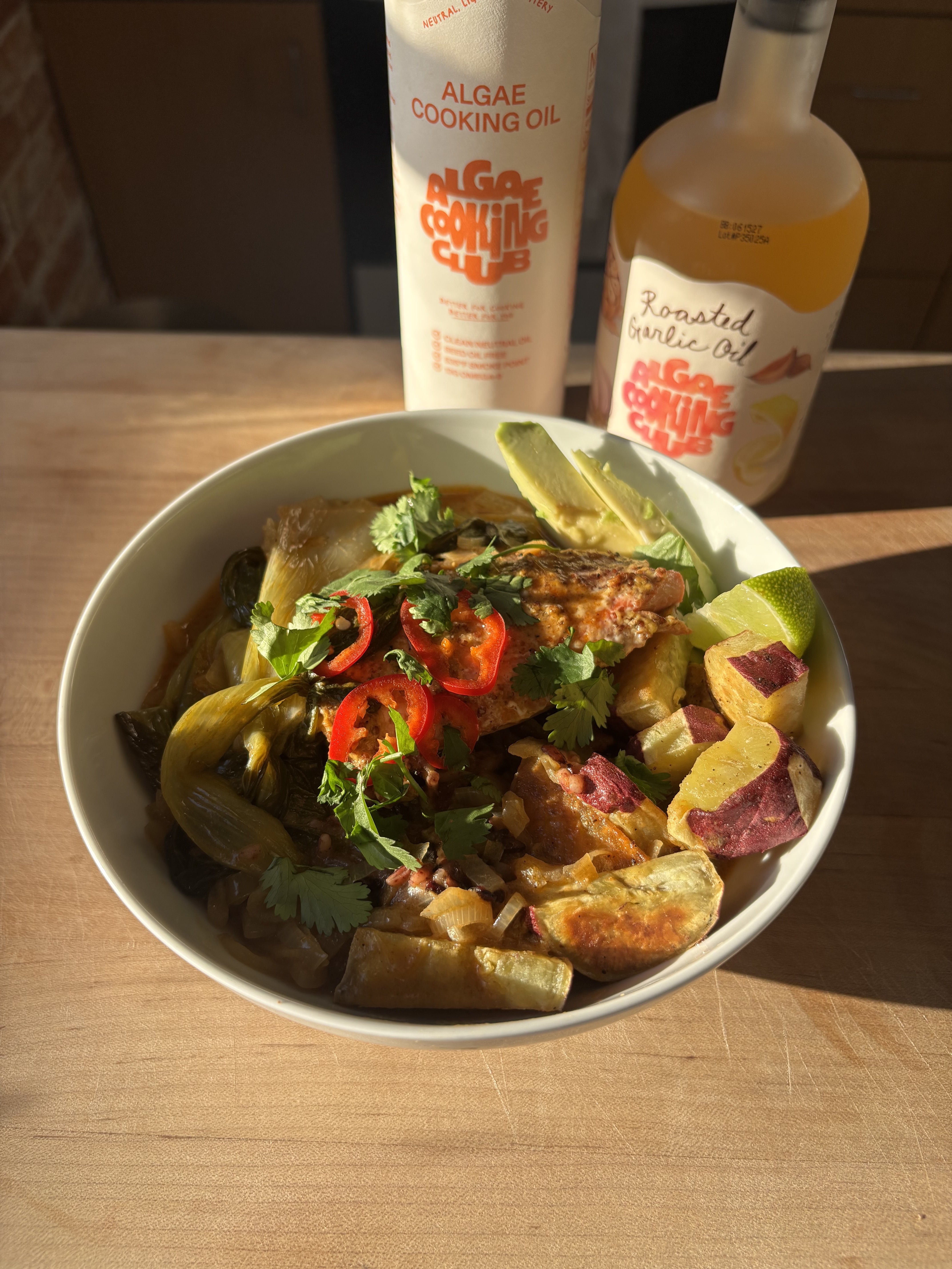 Spicy Salmon Coconut Curry Bowl | Algae Cooking Club